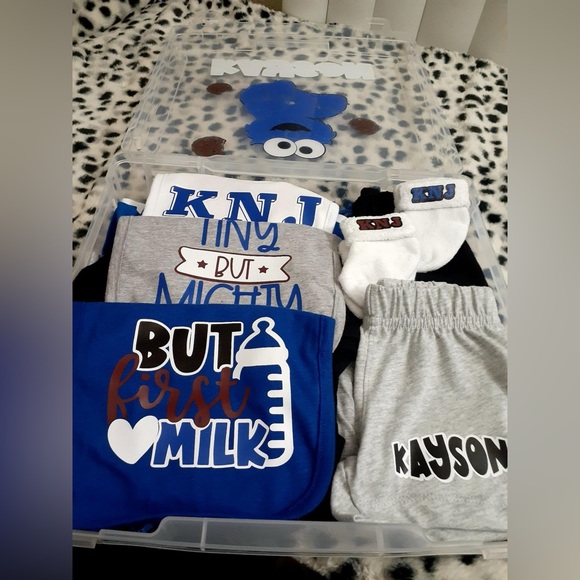 Matching Sets | Blue Personalized Custom Made Large Baby Boy Bundle Box ...